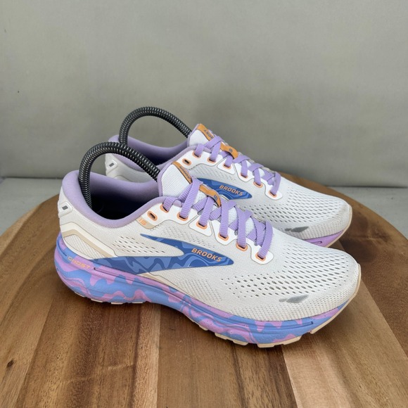 Brooks | Shoes | Brooks Ghost 5 Womens Running Shoes White Purple Blue ...